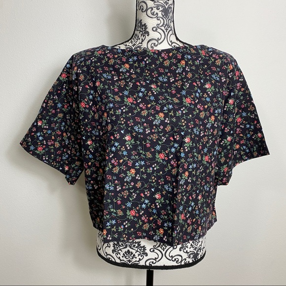 Tops | Vintage Look Micro Floral Handmade Crop Top Lxl | Poshmark